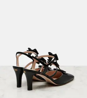 Valentino Garavani Bowow 75 Leather Slingback Pumps - Black