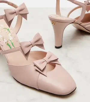Valentino Garavani Bowow 75 Leather Slingback Pumps