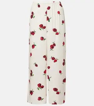 Khaite Mindy Printed Twill Wide-leg Pants - Multicoloured