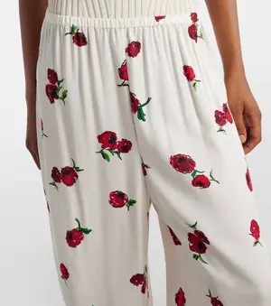 Khaite Mindy Printed Twill Wide-leg Pants - Multicoloured
