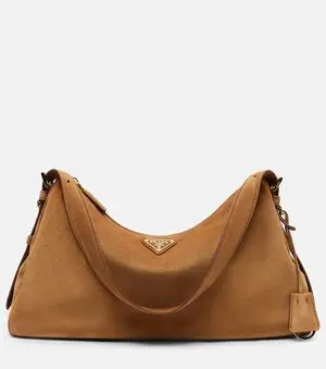 Prada Aimee Large Suede Shoulder Bag