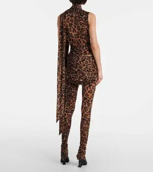 Blumarine Leopard-printed Jersey Leggings - Brown