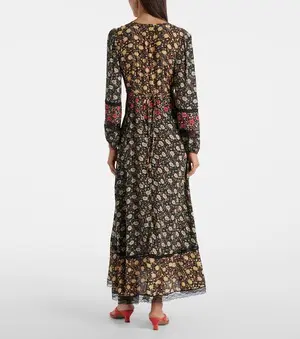 Rixo Raven Printed Crepe De Chine Midi Dress