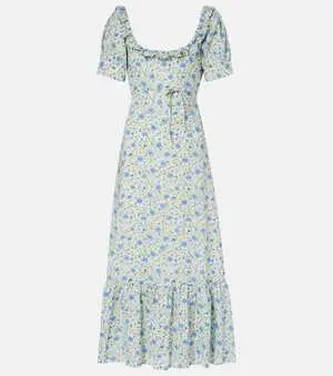Rixo Sorana Floral Ruffled Cotton Midi Dress