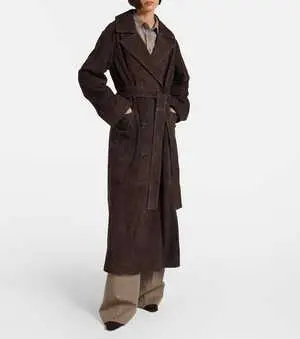 RÓHE Suede Wrap Coat - Brown