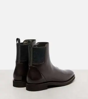 Brunello Cucinelli Chelsea Monili Leather Ankle Boots