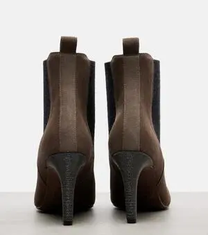 Brunello Cucinelli Chelsea Monili Suede Ankle Boots
