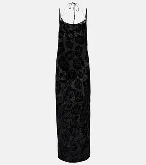 SIR. Vittoria Embroidered Sheer Maxi Dress - Black