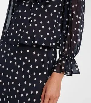 Rixo Lasca Polka-dot Silk Top - Blue