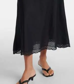 Rixo Clarice Lace-trimmed Midi Dress - Black