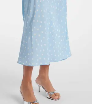 Rixo Iggy Lace-trimmed Polka-dot Midi Dress - Blue