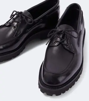 John Lobb Tide Leather Boat Shoes - Black