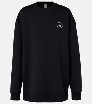 Adidas By Stella McCartney Logo Cotton-blend Jersey Sweatshirt - Black