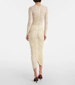 Magda Butrym Floral-appliqué Ruched Midi Skirt - White