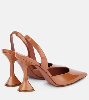 Amina Muaddi Holli Sling 95 Patent Leather Pumps