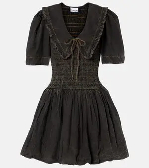 GANNI Bow-detail Denim Minidress - Blue