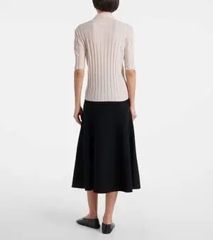 Plan C Ribbed-knit Wool Polo Shirt