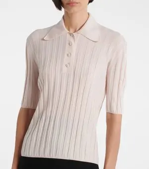 Plan C Ribbed-knit Wool Polo Shirt