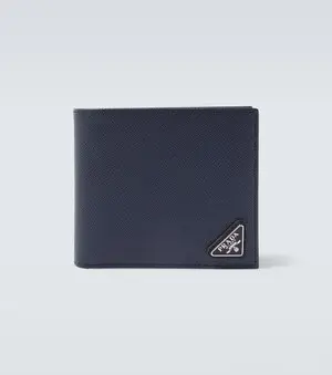 Prada Logo Leather Wallet - Blue