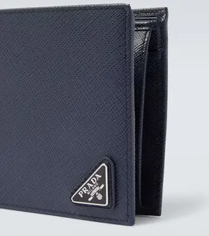 Prada Logo Leather Wallet - Blue