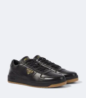 Prada Downtown Leather Sneakers - Black/gum