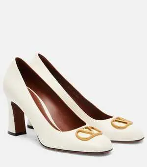 Valentino Garavani Vlogo Signature 80 Leather Pumps - White