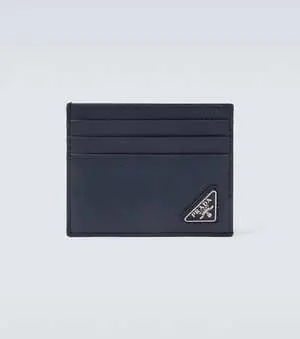 Prada Logo Saffiano Leather Card Holder - Black