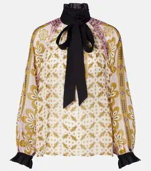 La DoubleJ Cerere Printed Tie-Neck Blouse Multicoloured