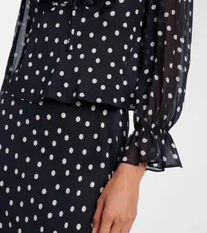 Rixo Lasca Polka-dot Silk Top
