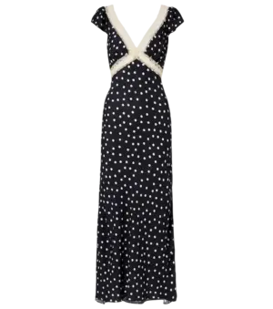 V Neck Polka Dot Maxi Dresses