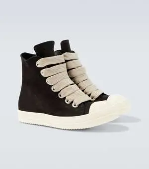 Rick Owens Jumbolace Suede High Top Sneakers