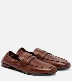 Prada Leather Penny Loafers - Brown