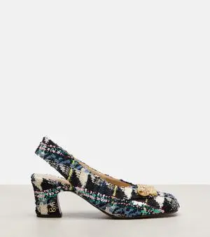 Valentino Garavani Adamantine 60 Tweed Slingback Pumps - Multicoloured