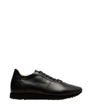 Women's Black Leather Low-Top Sneakers