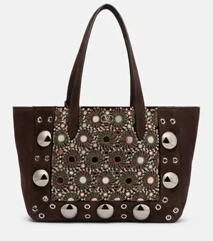 Valentino Garavani Suede Tote Bag With Studs - Brown