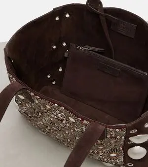 Valentino Garavani Nellcôte Medium Suede Tote Bag - Brown