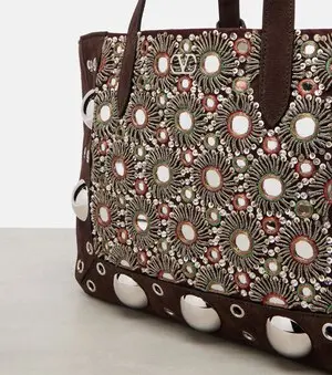 Valentino Garavani Nellcôte Medium Suede Tote Bag - Brown