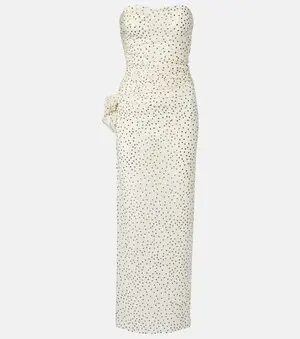 Magda Butrym Polka Dot Appliqué Maxi Dress - White