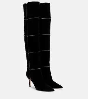 GIANVITO ROSSI Cuissard 85 Suede Knee-high Boots - Black