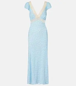 Rixo Iggy Lace-trimmed Polka-dot Midi Dress - Blue
