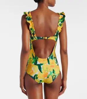 La DoubleJ Boop Floral Ruffled Swimsuit - Yellow