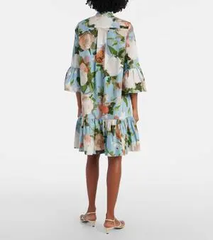 Erdem Floral Gathered Cotton Poplin Minidress