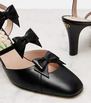 Valentino Garavani Bowow 75 Leather Slingback Pumps