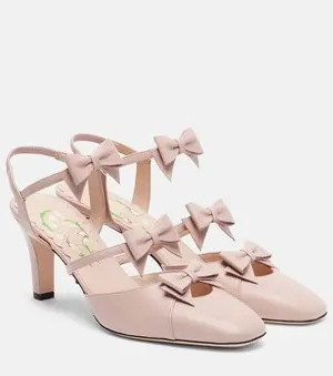 Valentino Garavani Bowow 75 Leather Slingback Pumps - Pink