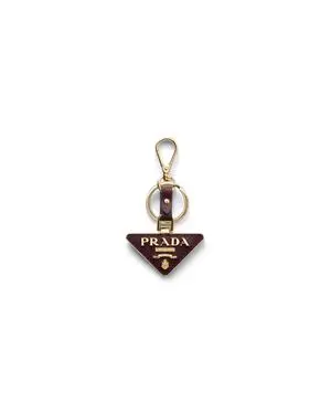 Prada Saffiano Leather And Metal Keychain - Red