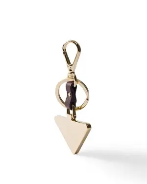 Prada Saffiano Leather And Metal Keychain - Red