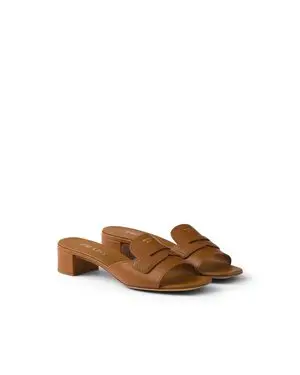 Prada Leather Sandals - Brown
