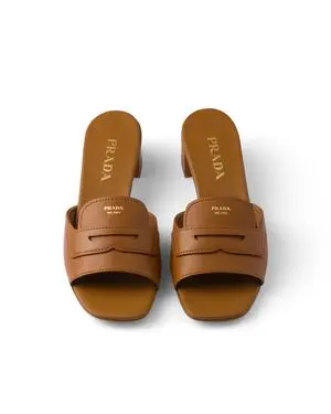 Prada Leather Sandals - Brown