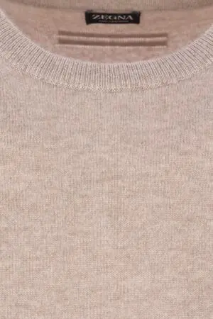 Zegna Cashmere Knit Sweater - Light Beige Combined
