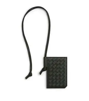 Bottega Veneta Intrecciato Leather Badge Holder - Green